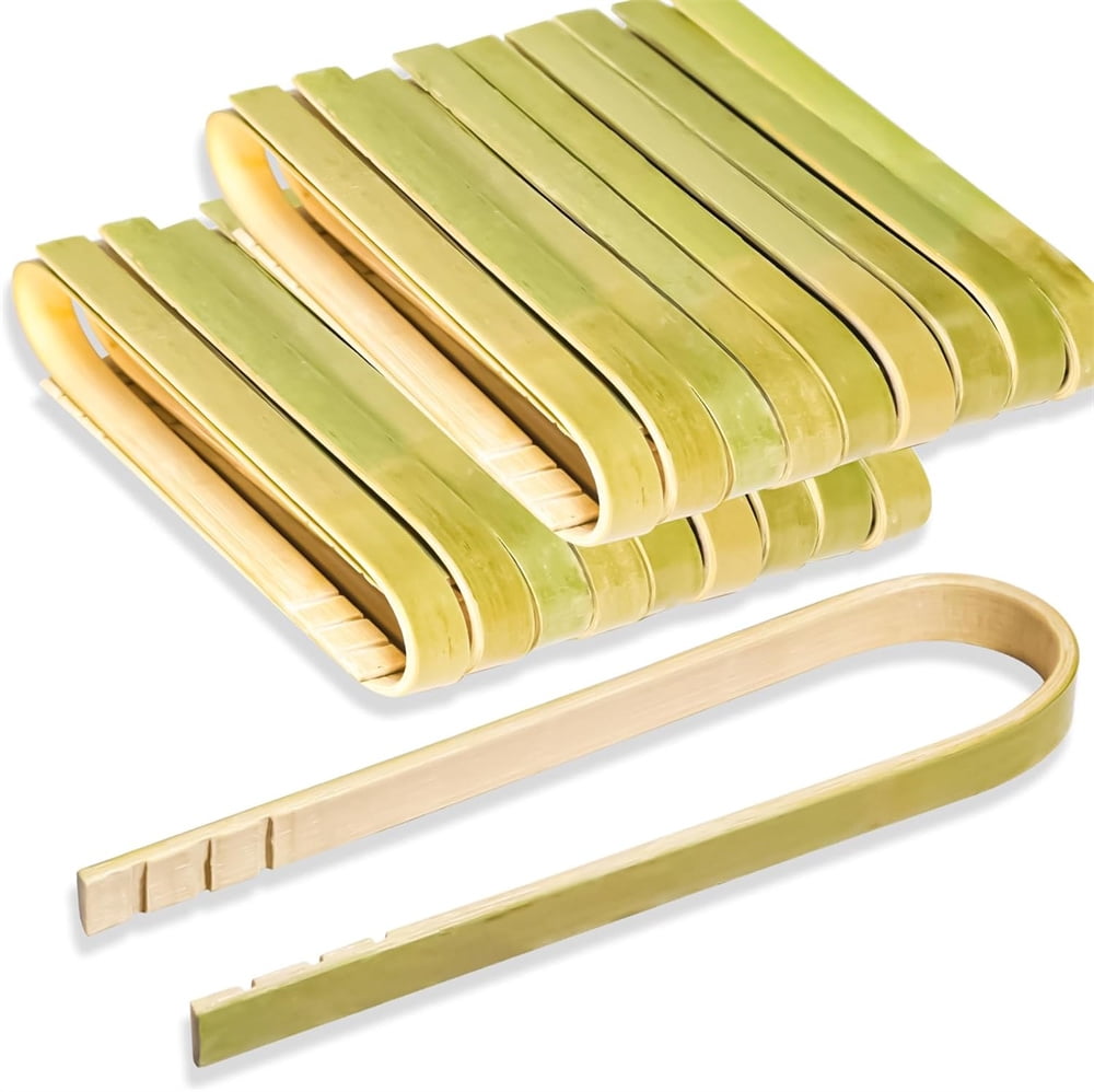 NOGIS 40 Pcs Mini Bamboo Tongs Disposable Small Wooden Toaster Tongs ...