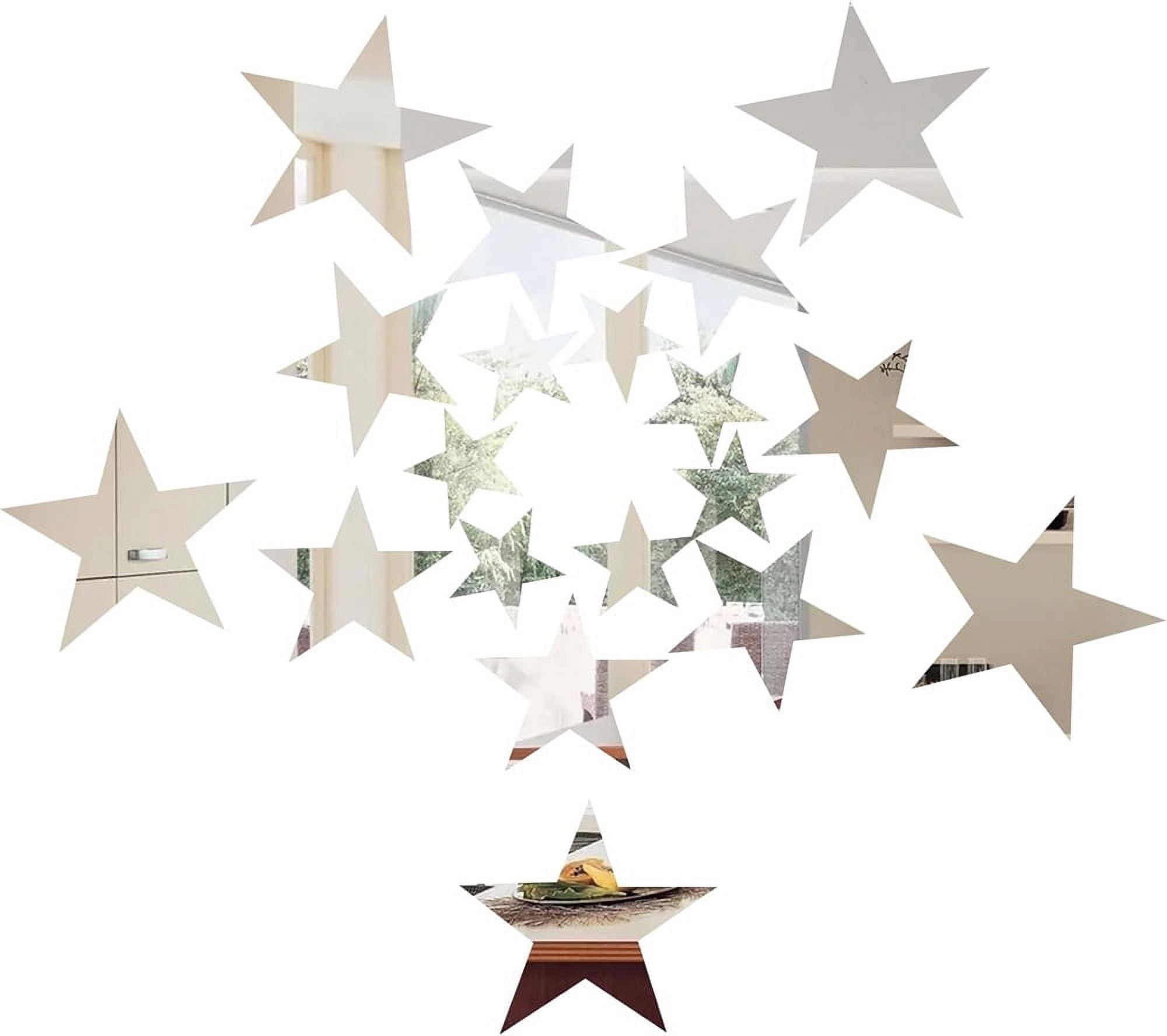 NOGIS 40Pcs Silver Stars Acrylic Mirror Wall Stickers with Adhesive Art ...