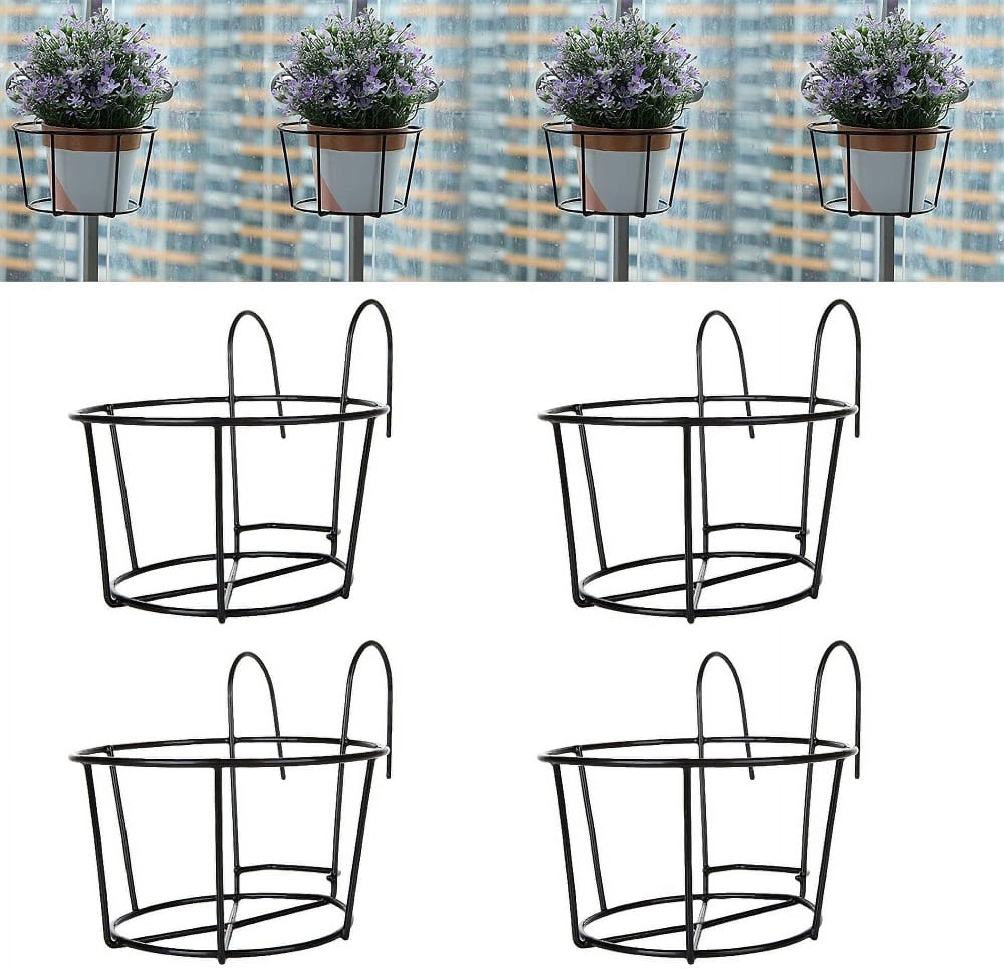 4Pcs Hanging Railing Planter, Flower Hangers for Porch Rail, Deck ...