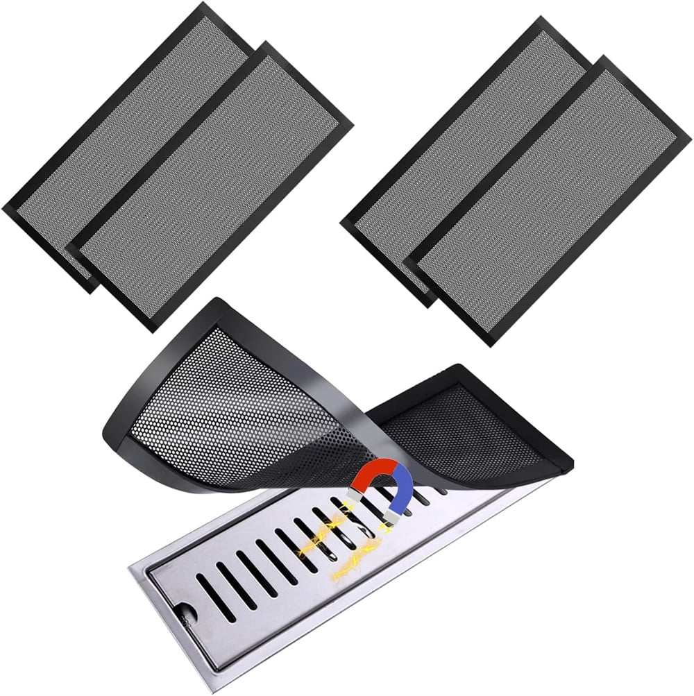NOGIS 4Pcs Floor Vent Mesh Covers, 5.5x12" Magnetic Air Vent Screen ...