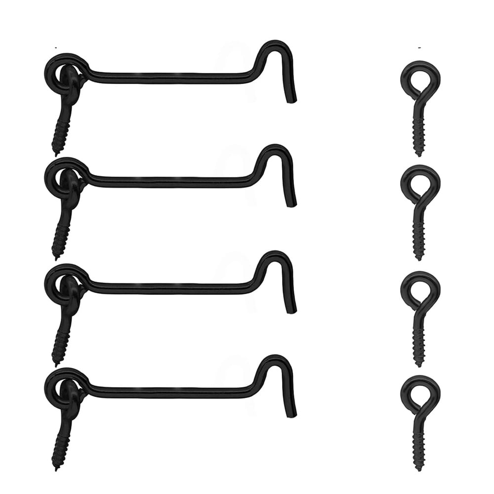 NOGIS 4pcs 3 Inch Hook and Eye Latch, Heavy Duty Iron Barn Door Lock ...