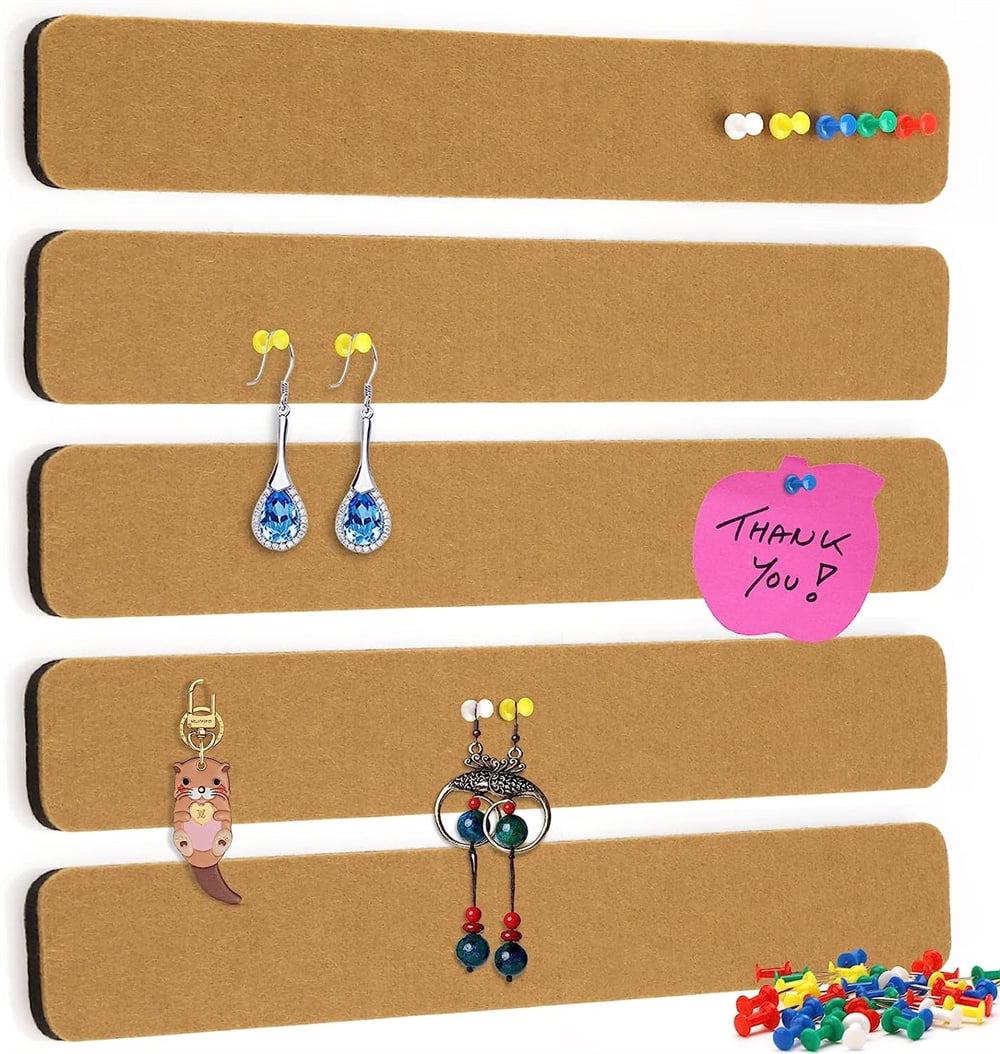 NOGIS 5 Pack Bulletin Board Strips,Felt Pin Board Bar with 25 Push Pins ...