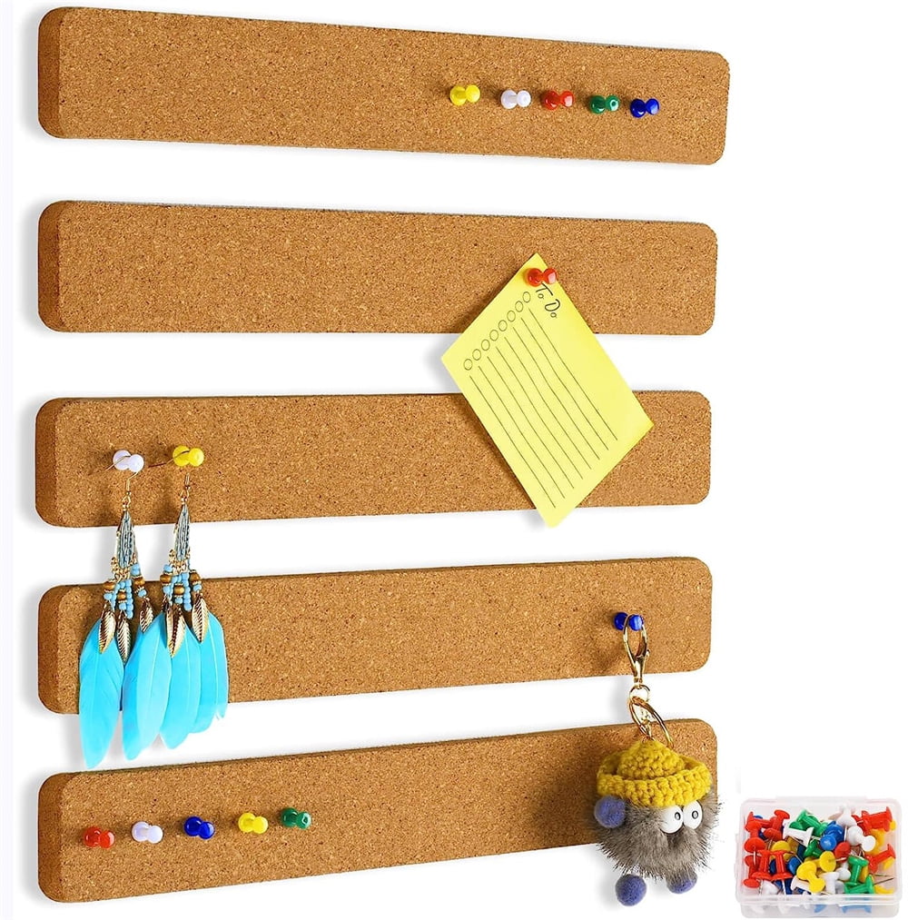 NOGIS 5 Pack Felt Pin Board Bar Strips Bulletin Board for Bedrooms ...