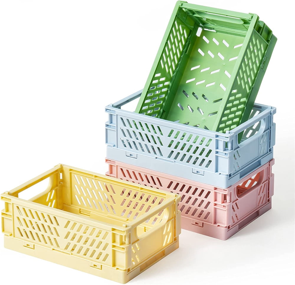NOGIS 5-Pack Pastel Crates for Desk Organizers, Mini Plastic Baskets ...