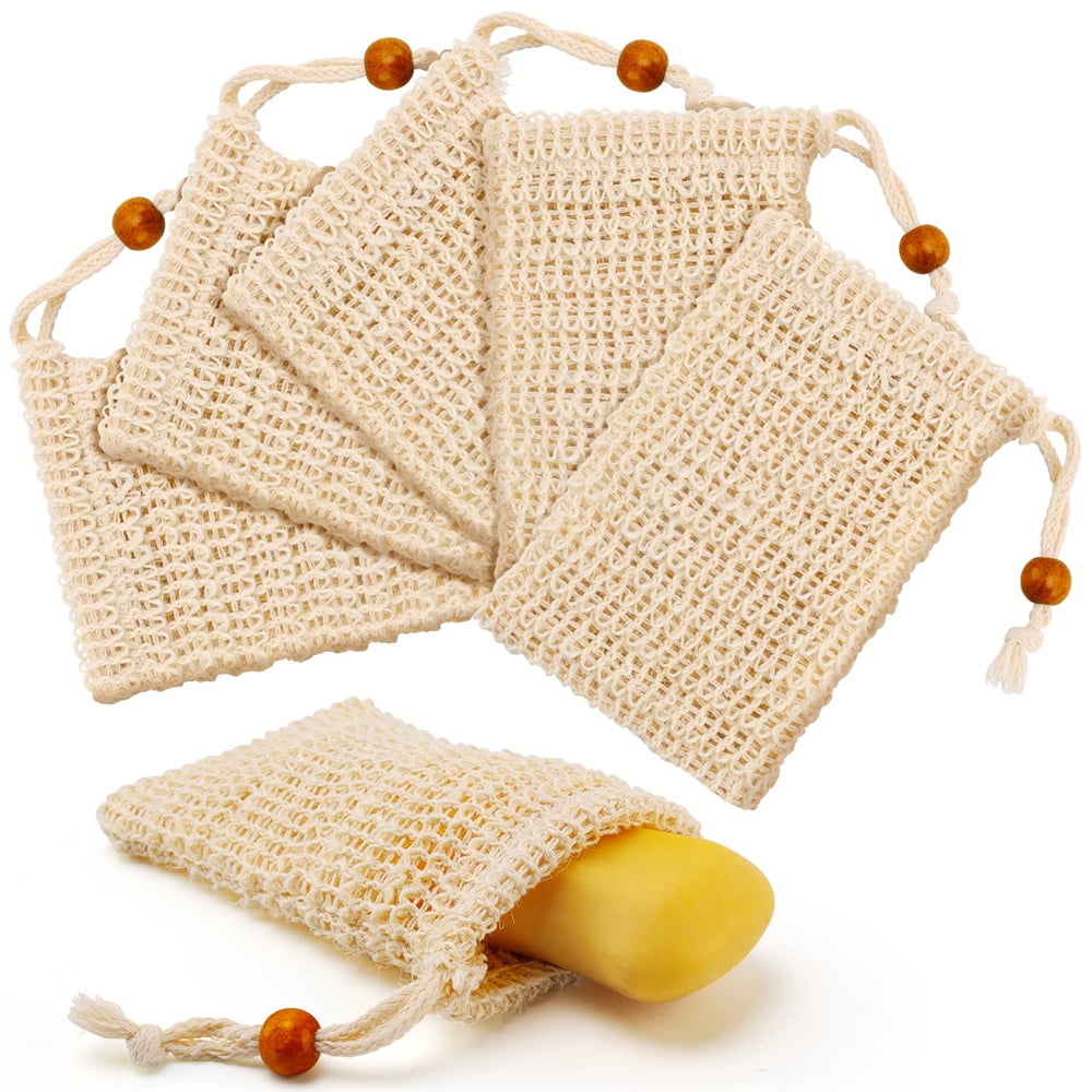 NOGIS 5 Pack Soap Exfoliating Bag Soap Saver Pouch, Natural Sisal Mesh ...