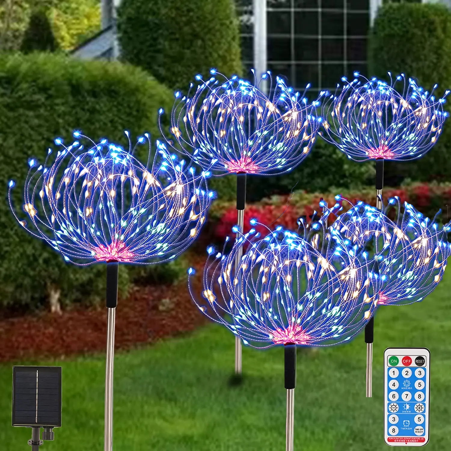 NOGIS 5 Pack Solar Fairy Garden Lights, 8 Modes, 120 LED, Waterproof, Color Changing Yard ...