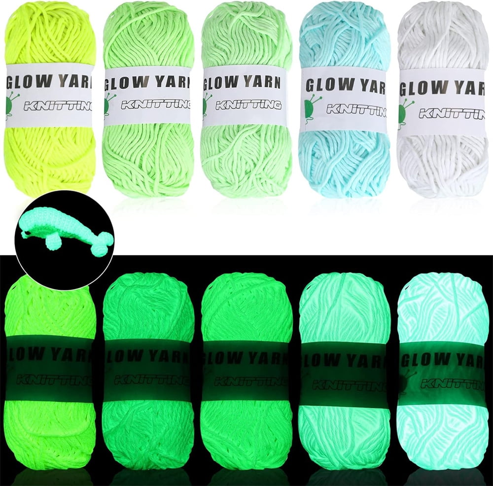 NOGIS 5 Rolls Glow in The Dark Yarn Luminous Crochet Yarn for ...