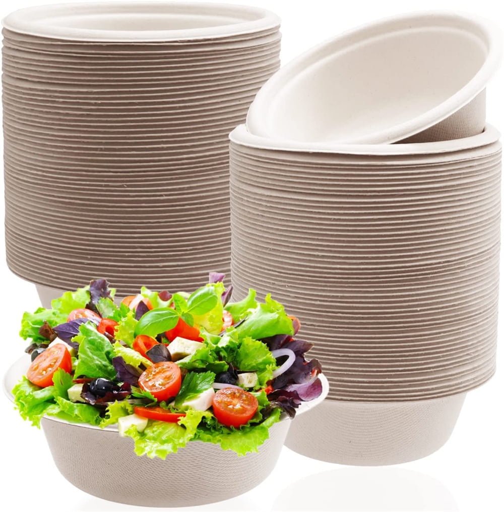NOGIS 50 Pack Compostable Bowls, 16.9 oz Disposable Paper Bowls ...