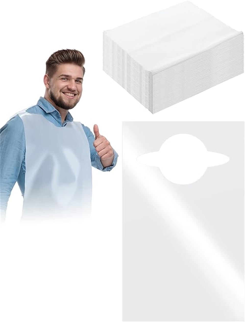 NOGIS 50 Pack Disposable Adult Bibs for Eating 16 x 24 inch Tie Back ...