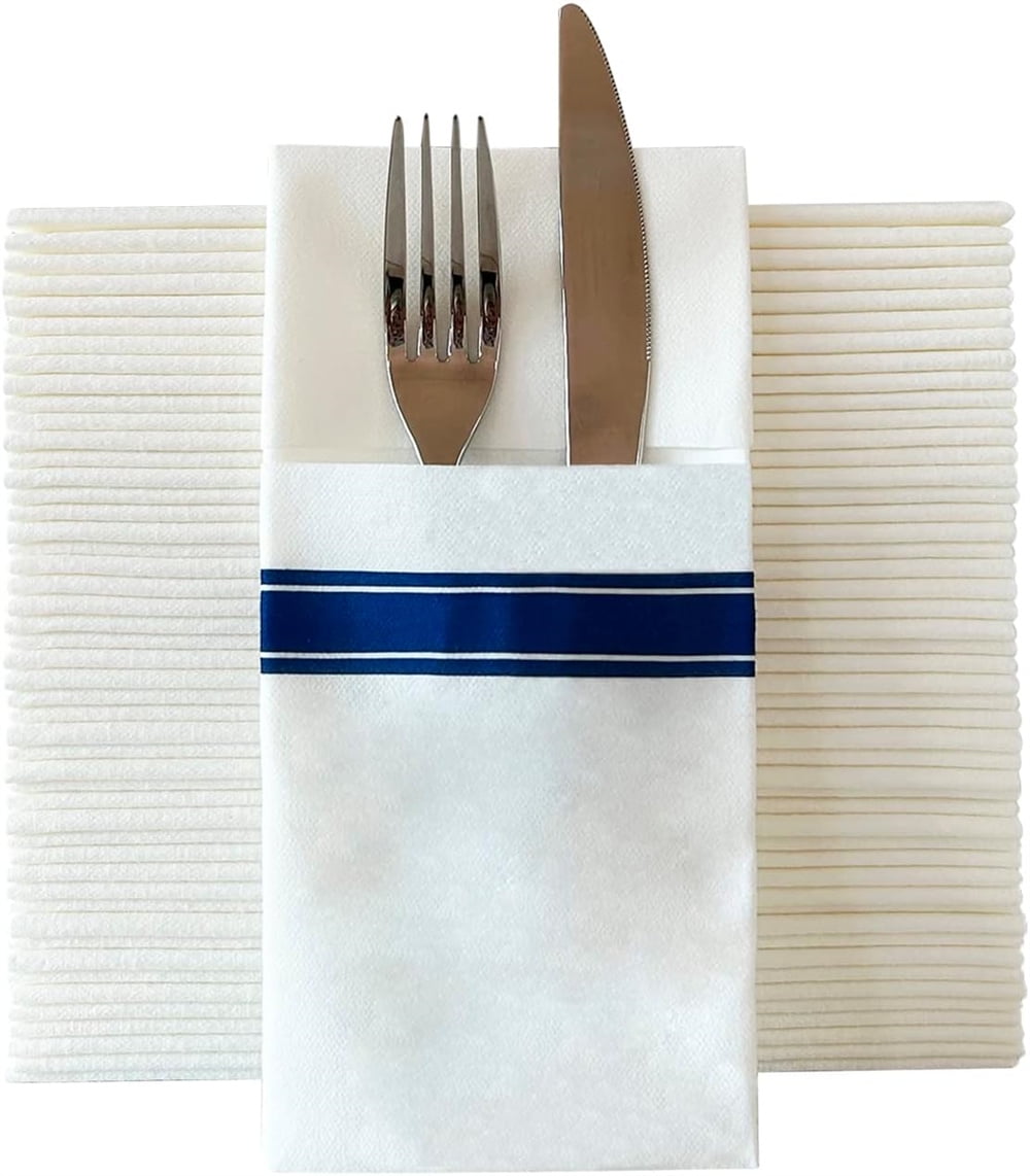 NOGIS 50 Pack Paper Dinner Napkins with Built-in Flatware Pocket ...