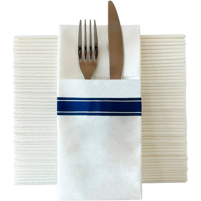 NOGIS 50 Pack Paper Dinner Napkins with Built-in Flatware Pocket ...