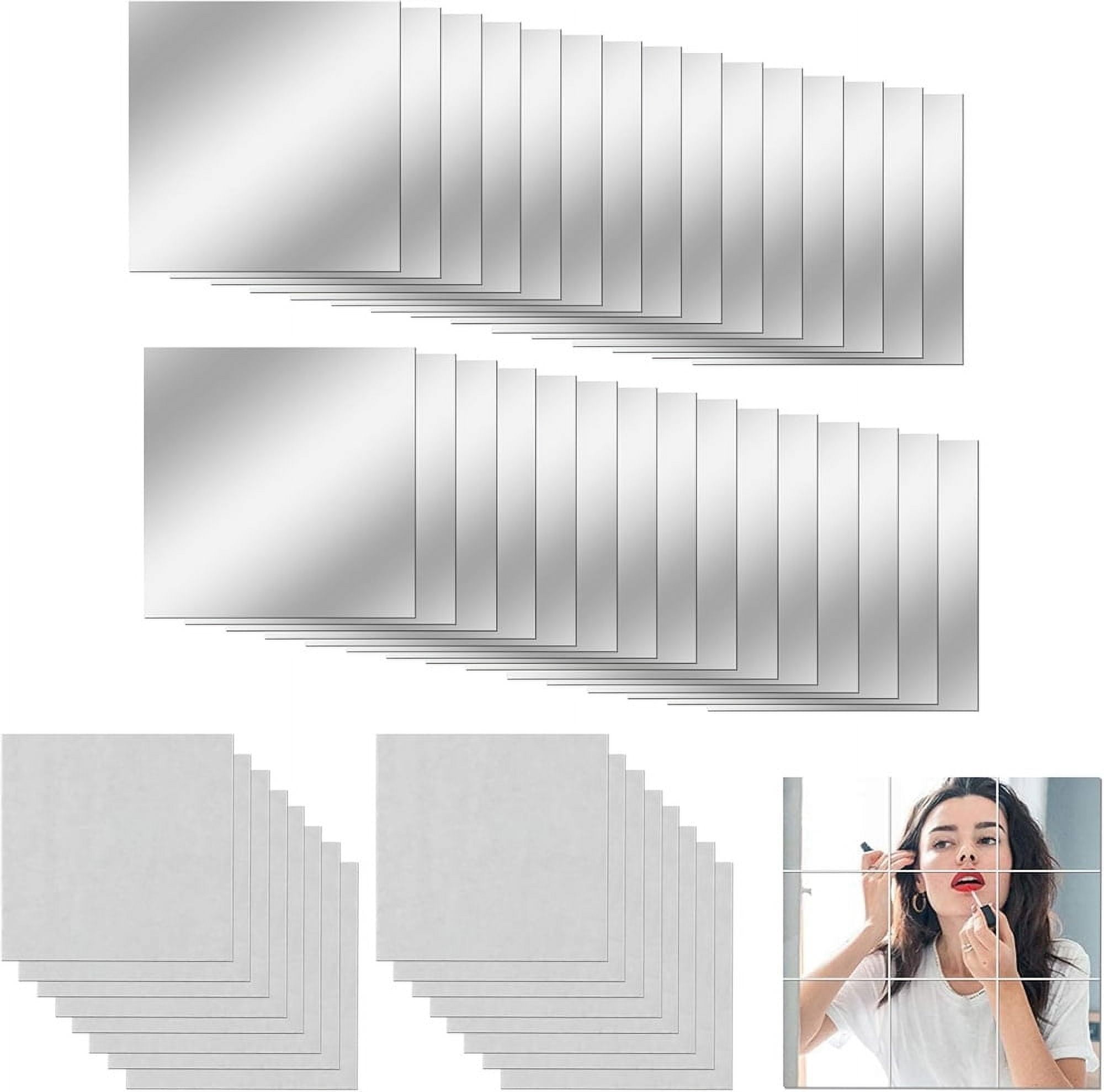 NOGIS 50 Pcs Acrylic Mirror Tiles, Small Square Mirrors, Self Adhesive ...