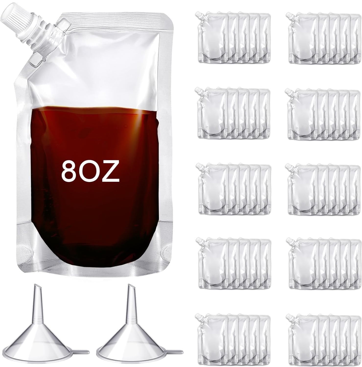 NOGIS 50 Pcs Plastic Flask Reusable Plastic Pouches Bulk Cruise Plastic ...