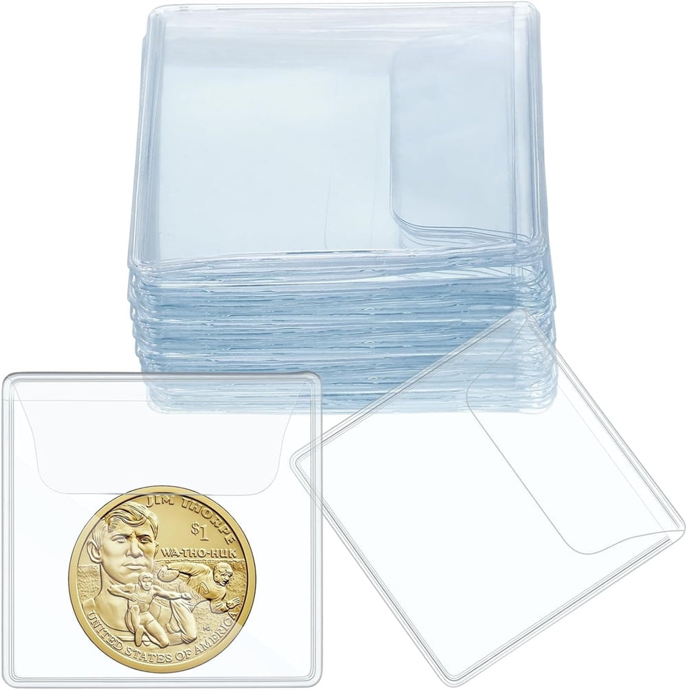 NOGIS 50 Pcs Single Pocket Coin Sleeves Collector Individual Clear ...