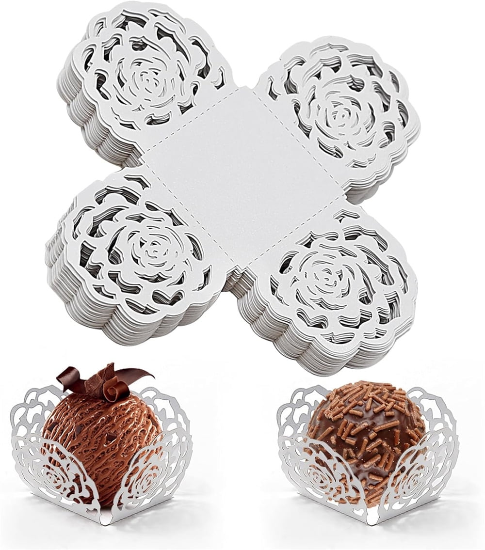 NOGIS 50 Pcs Truffle Chocolate Wrappers Paper Hollow Out Paper Dessert ...