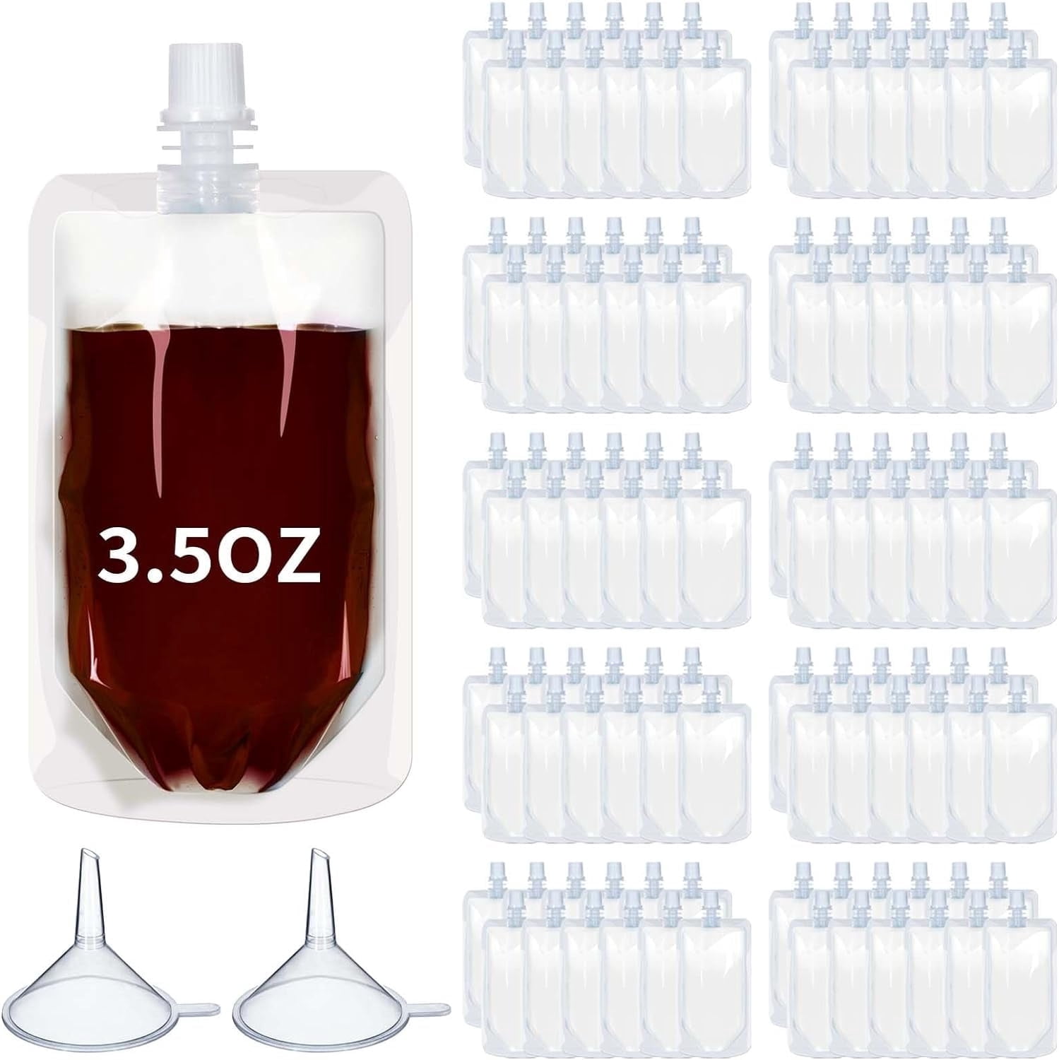 NOGIS 50 Pieces Plastic Flask Liquid Pouch Flask Kit Clear Drink ...