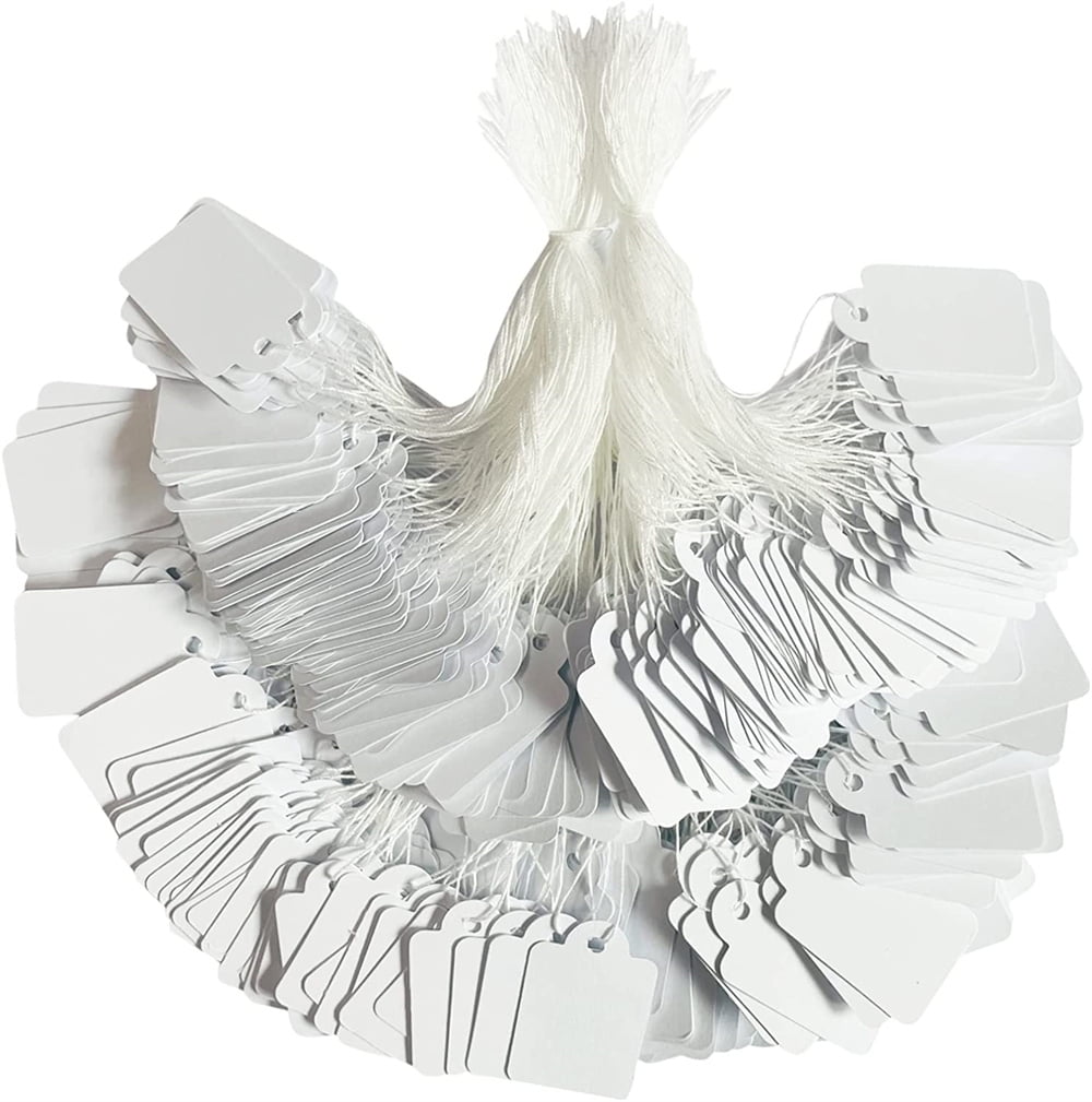 NOGIS 500pcs Price Tags with String Attached White Marking Tag Small Paper Price Labels Clothing ...