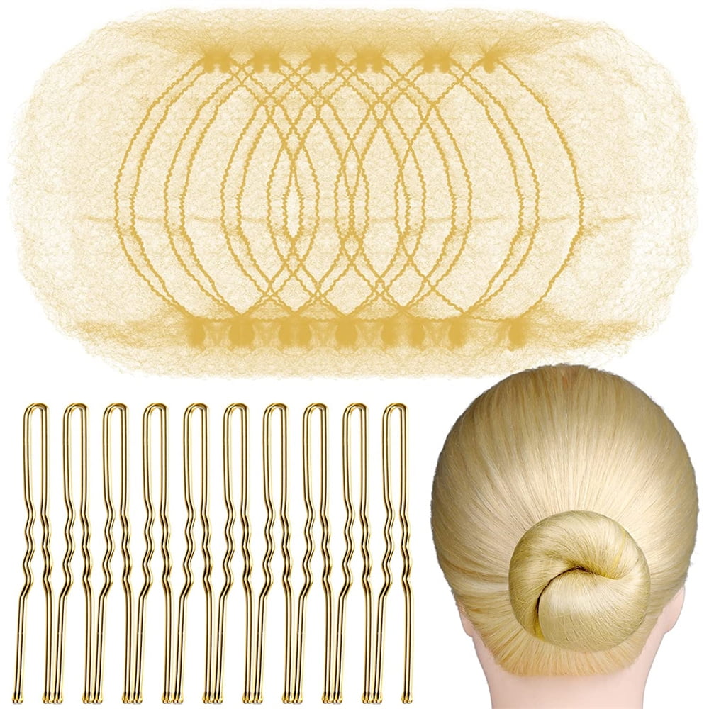 NOGIS 50PCS Hair Nets Invisible and 50PCS U Shaped Hair Pins Set, 50PCS ...