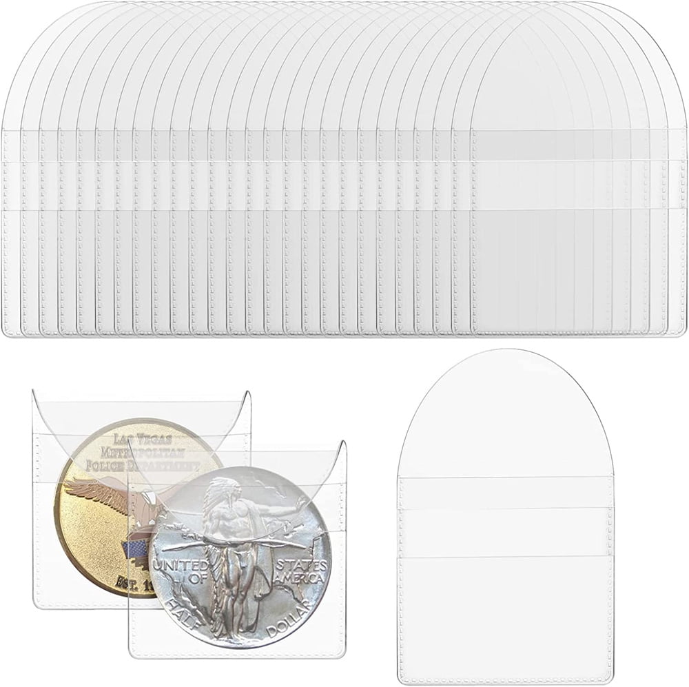 NOGIS 50Pcs Single Pocket Coin Turn-overs, 2 Inch Individual Clear Coin ...