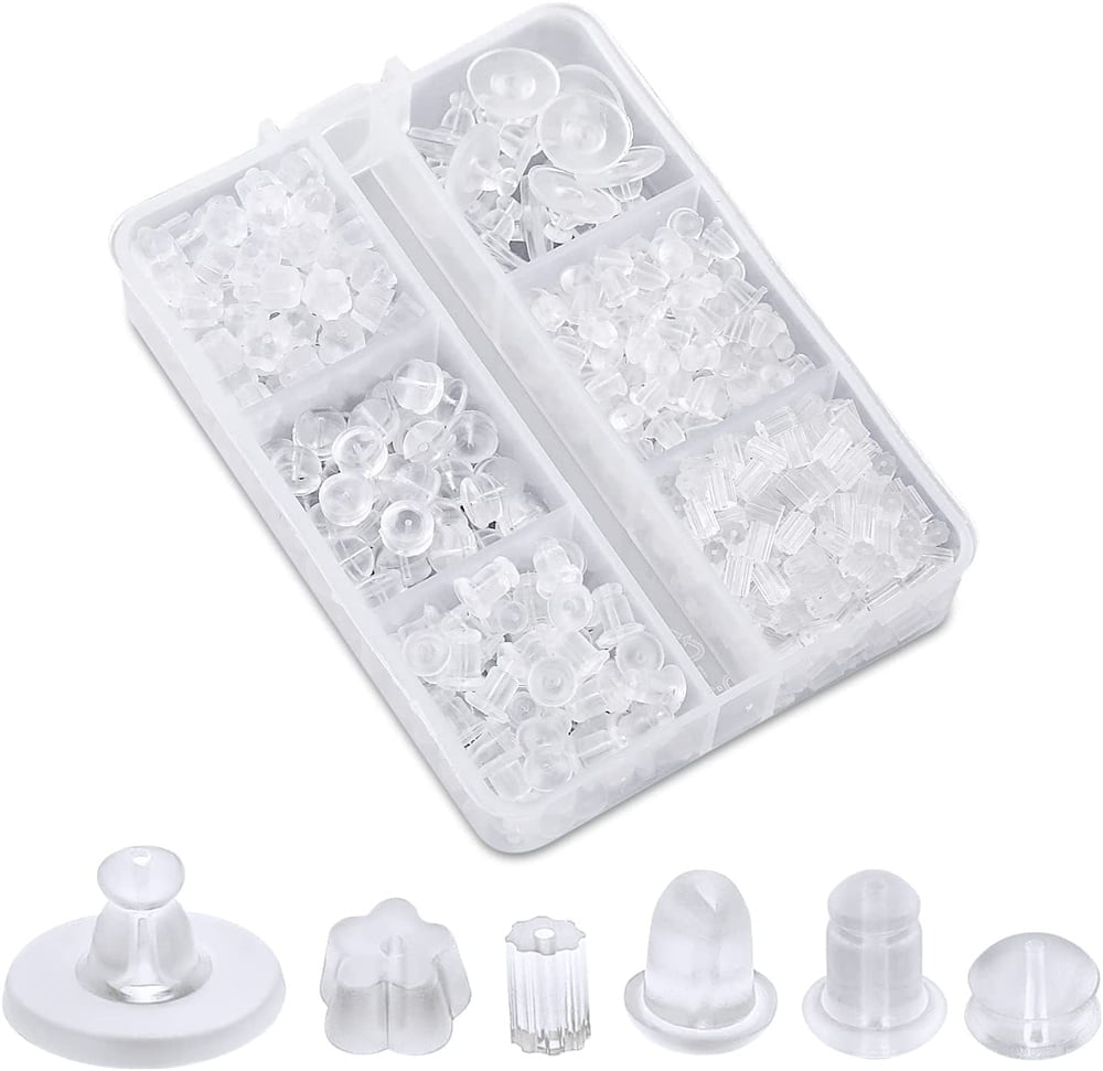NOGIS 550pcs Silicone Earring Backs, Clear Hypoallergenic Soft Rubber ...