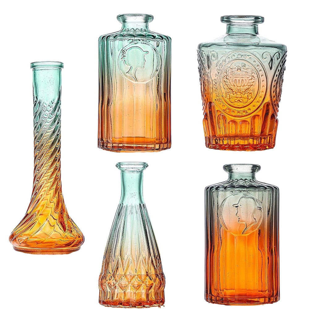 NOGIS 5Pcs Colorful Glass Bud Vases Crystal Flower Vase Decorative Vase ...