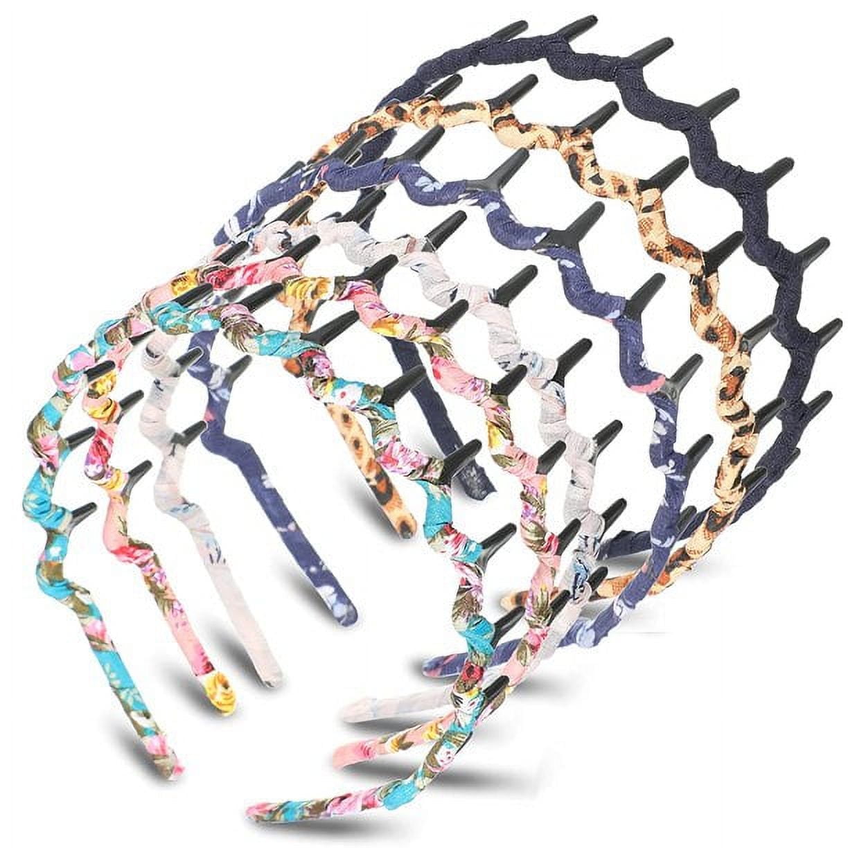 Artrylin 6 Colors Zigzag Shark Tooth Hair Comb Headbands Wrapped Cloth ...