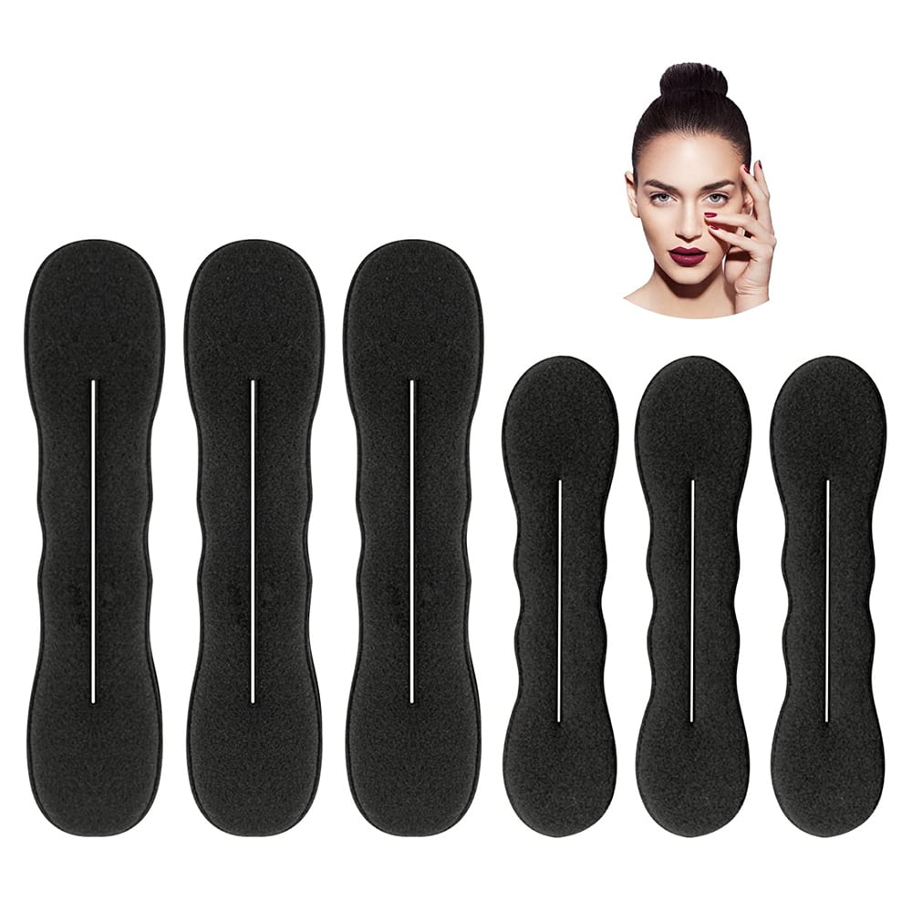 NOGIS 6 PCS Hair Black Magic Bun Maker (3 Small, 3 Large), Foam Sponge ...