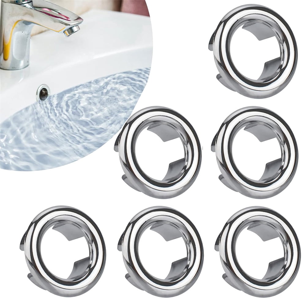 NOGIS 6 Pack Bathroom Basin Sink Round Hole Trim Chrome Overflow Cover ...