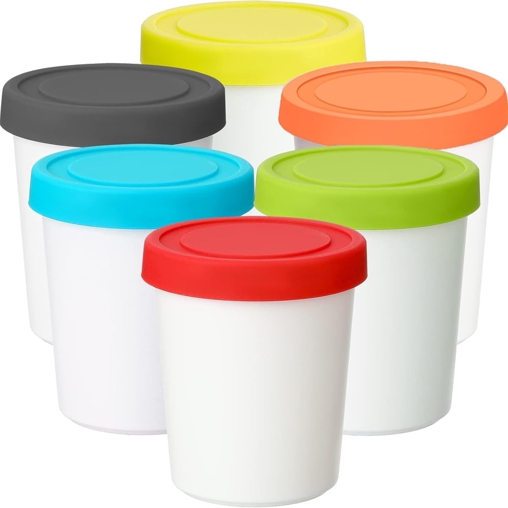 NOGIS 6 Pack Ice Cream Containers, Freezer Storage Tubs with Silicone ...