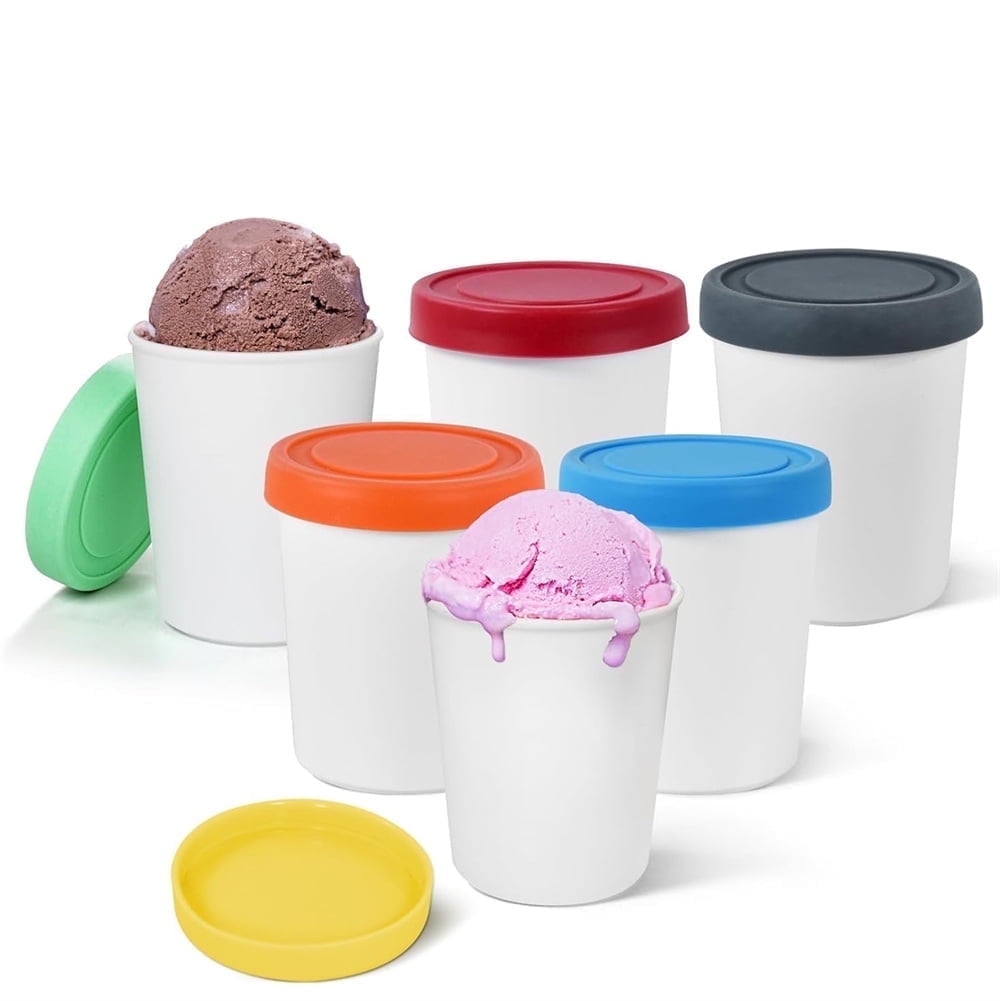 NOGIS 6 Pack Ice Cream Containers - Reusable Ice Cream Freezer Storage ...