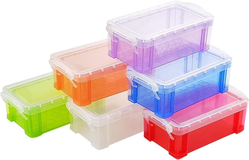 NOGIS 6 Pack Small Plastic Storage Box with Lid, 5.3"x3"x2" Stackable ...