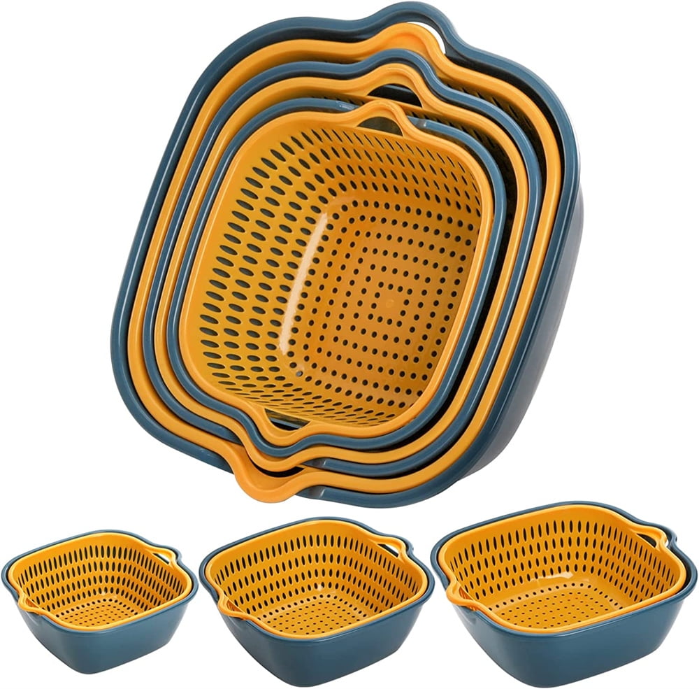 NOGIS 6 Pack Vegetable Washing Basket, 2-in-1 Drain Colander Bowl Set ...
