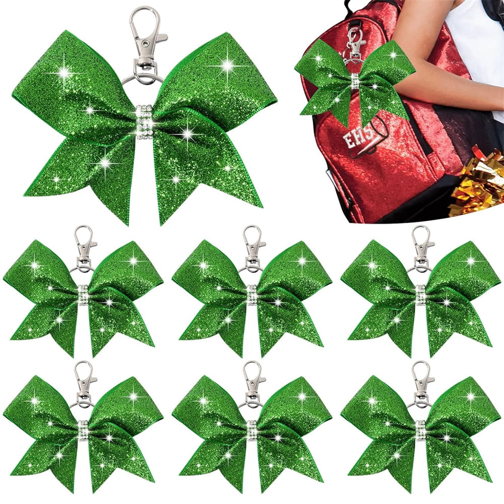 NOGIS 6 Pcs Cheer Bow Keychain Cheer Keychain with Rhinestones ...