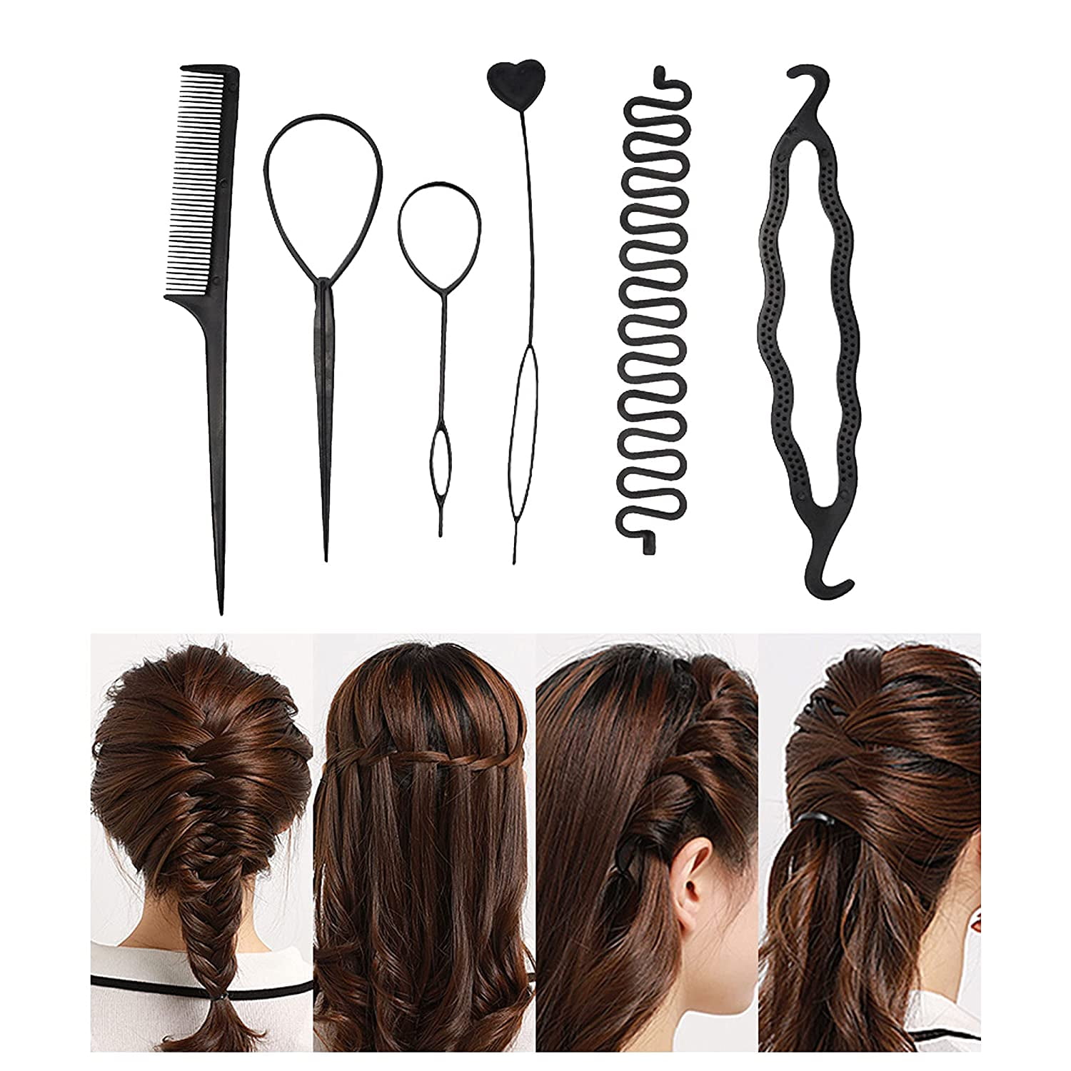 NOGIS 6 Pcs Hair Braiding Tool,Hair Tail Tools, Hair Braid Accessories ...