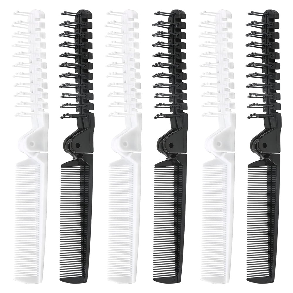 NOGIS 6 Pcs Portable Travel Folding Comb Brush Combo Compact Foldable ...