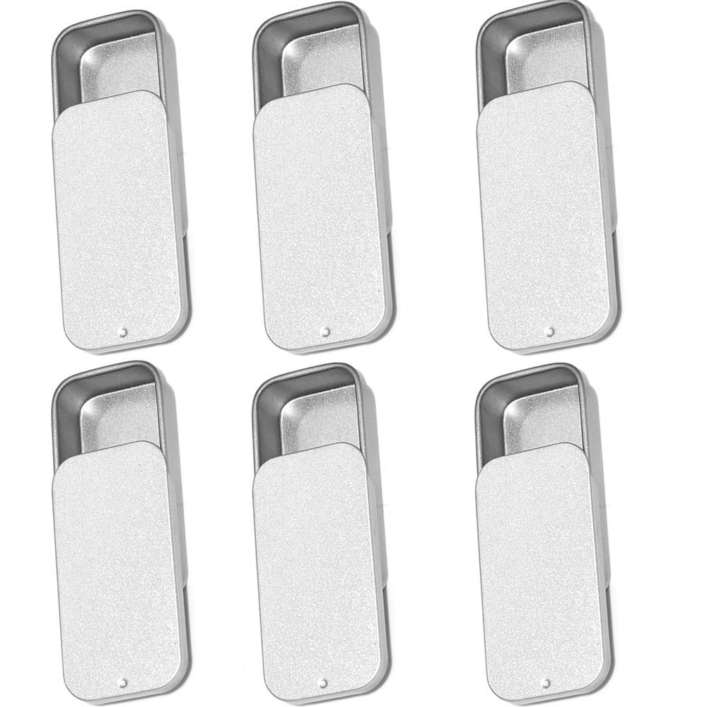 NOGIS 6 Pcs Small Slide Top Tin Lip Balm Tins with Lids Rectangular ...
