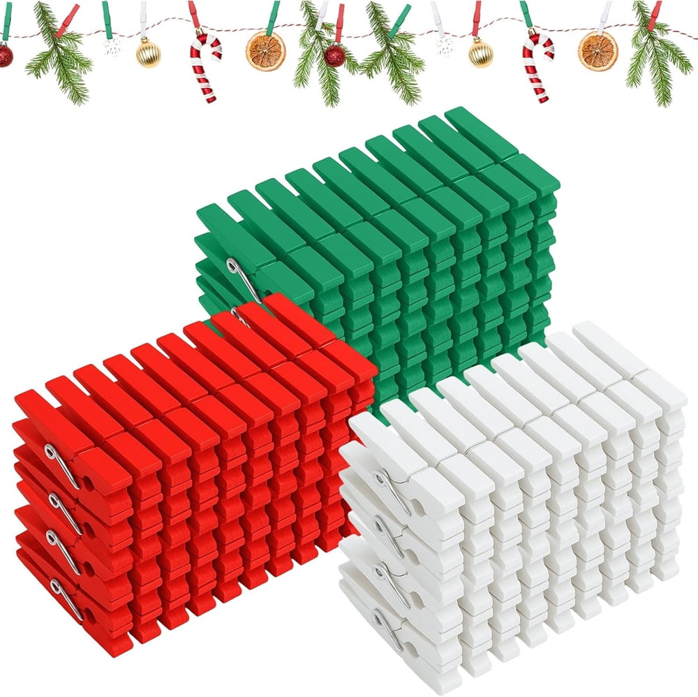 NOGIS 60 Pcs Christmas Colored Clothes Pins 2.9 Wooden Funny ...