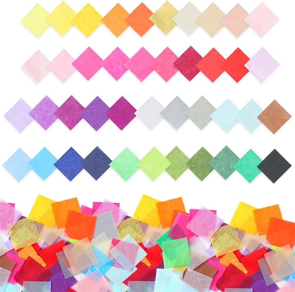 NOGIS 6000 Pcs Tissue Paper Squares 2 Inch x 2 inch Rainbow Tissue ...