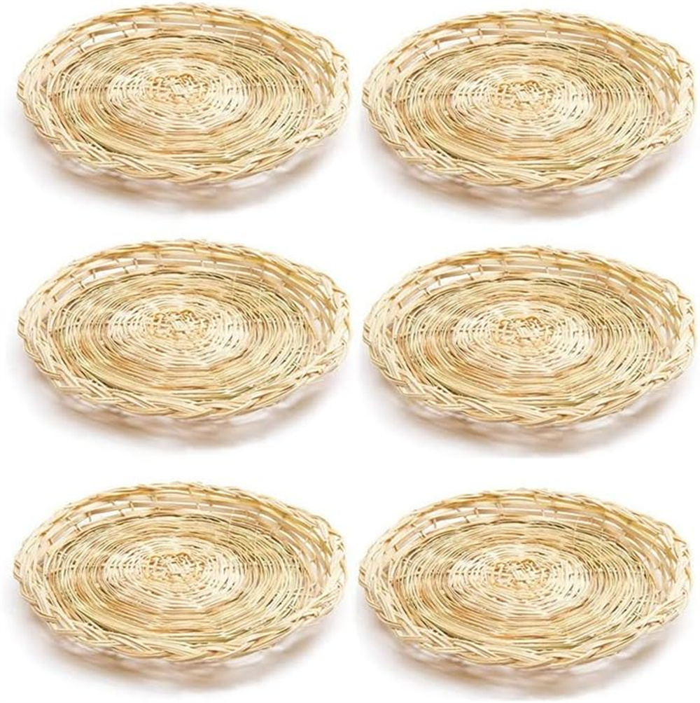 NOGIS 6Pcs Bamboo Paper Plate Holder - 10 Inch Round Woven Plate Holder ...