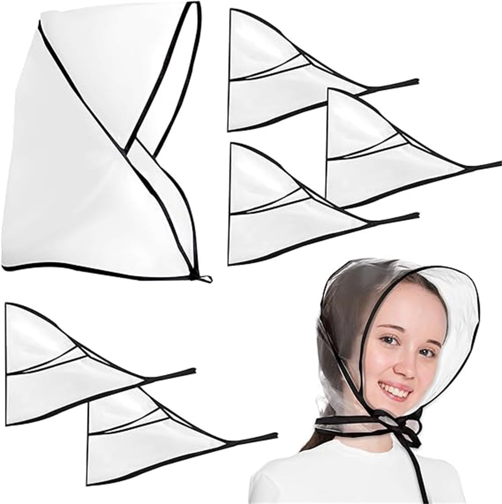 NOGIS 6pcs Clear Waterproof Hat, Rain Bonnet with Visor Clear, Plastic ...