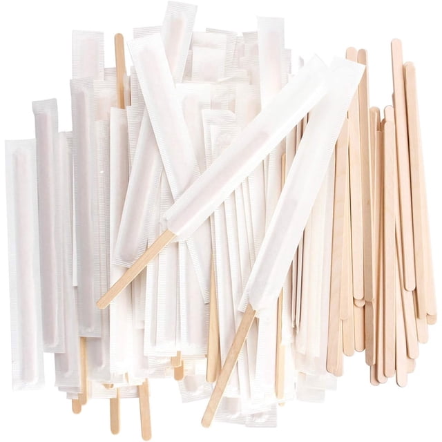 NOGIS 7.5 Inch 200 Pcs Paper Wrapped Coffee Stirrers, Individually ...