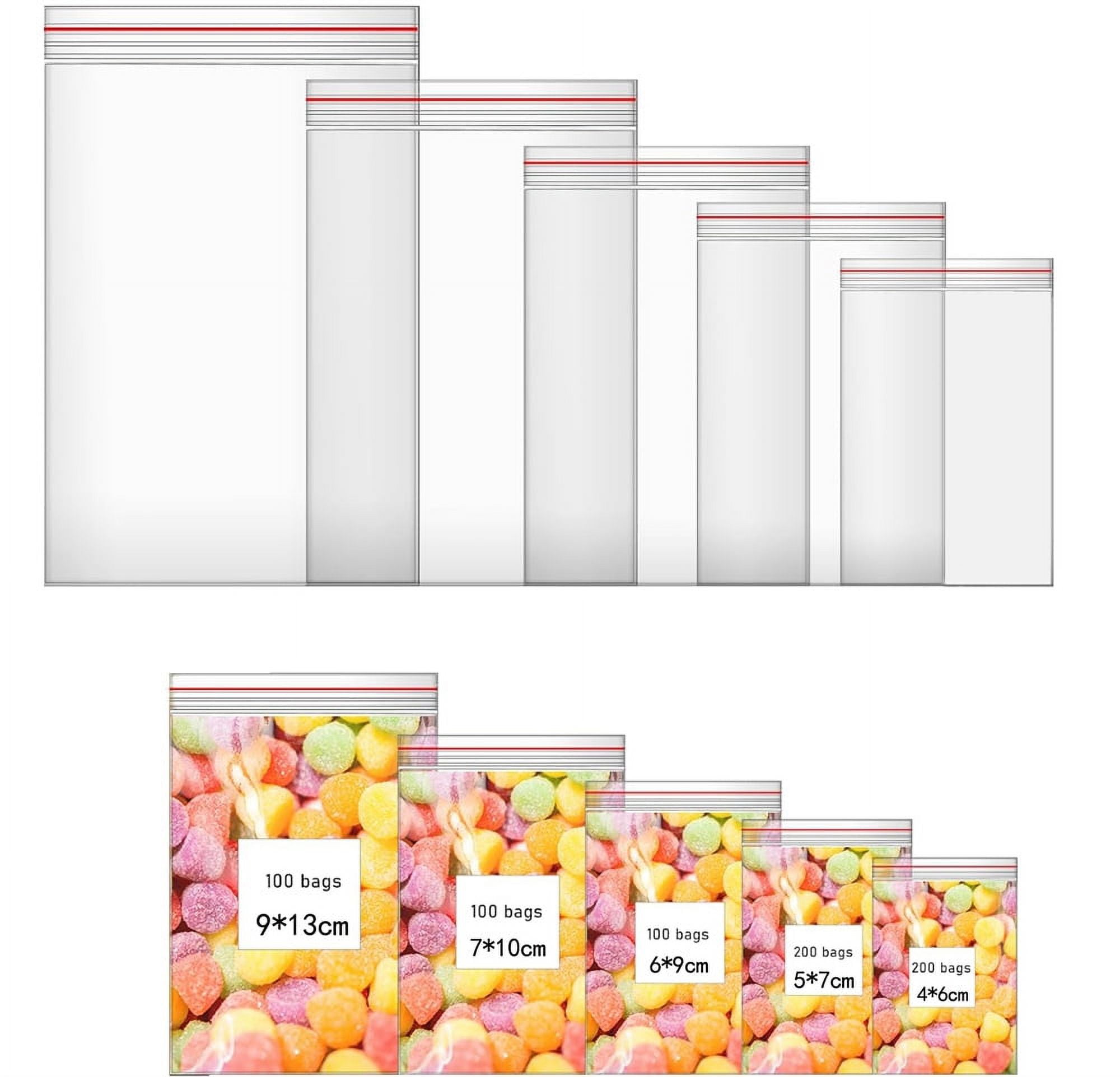 NOGIS 700 PCS Small Plastic Bags, 5 Different Size Resealable Plastic ...