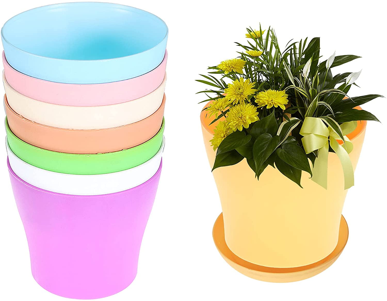 NOGIS 8 Pack 4 Inch Planters Flower Pots Multi Color Flower Seedling ...