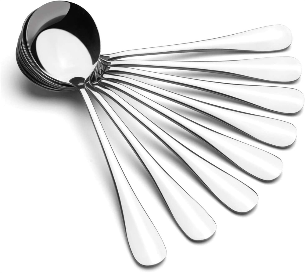 NOGIS 8-Piece Heavy Round Soup Spoons Set -Premium Stainless Steel ...