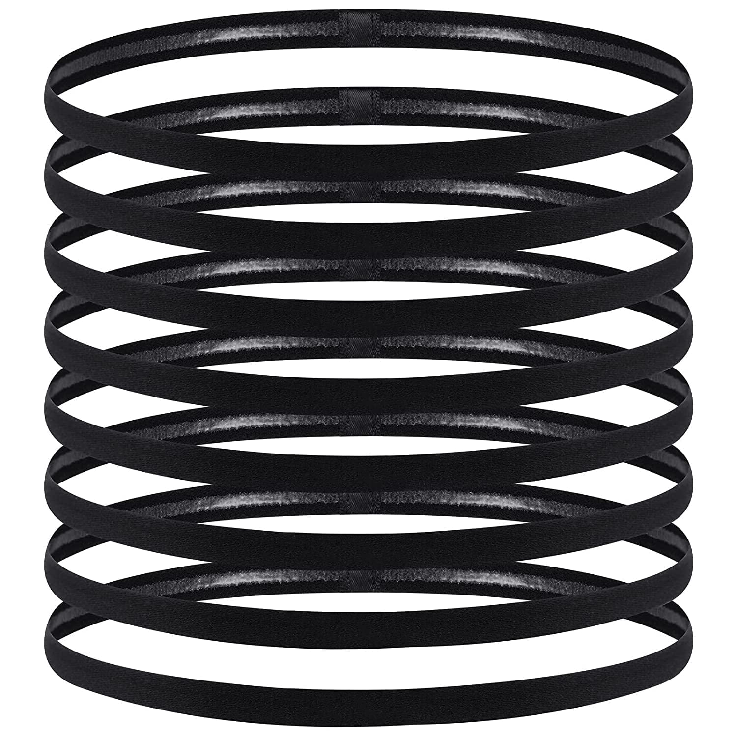 Artrylin 8 Pieces Thin Elastic Sport Headbands, Black Hair Bands with ...