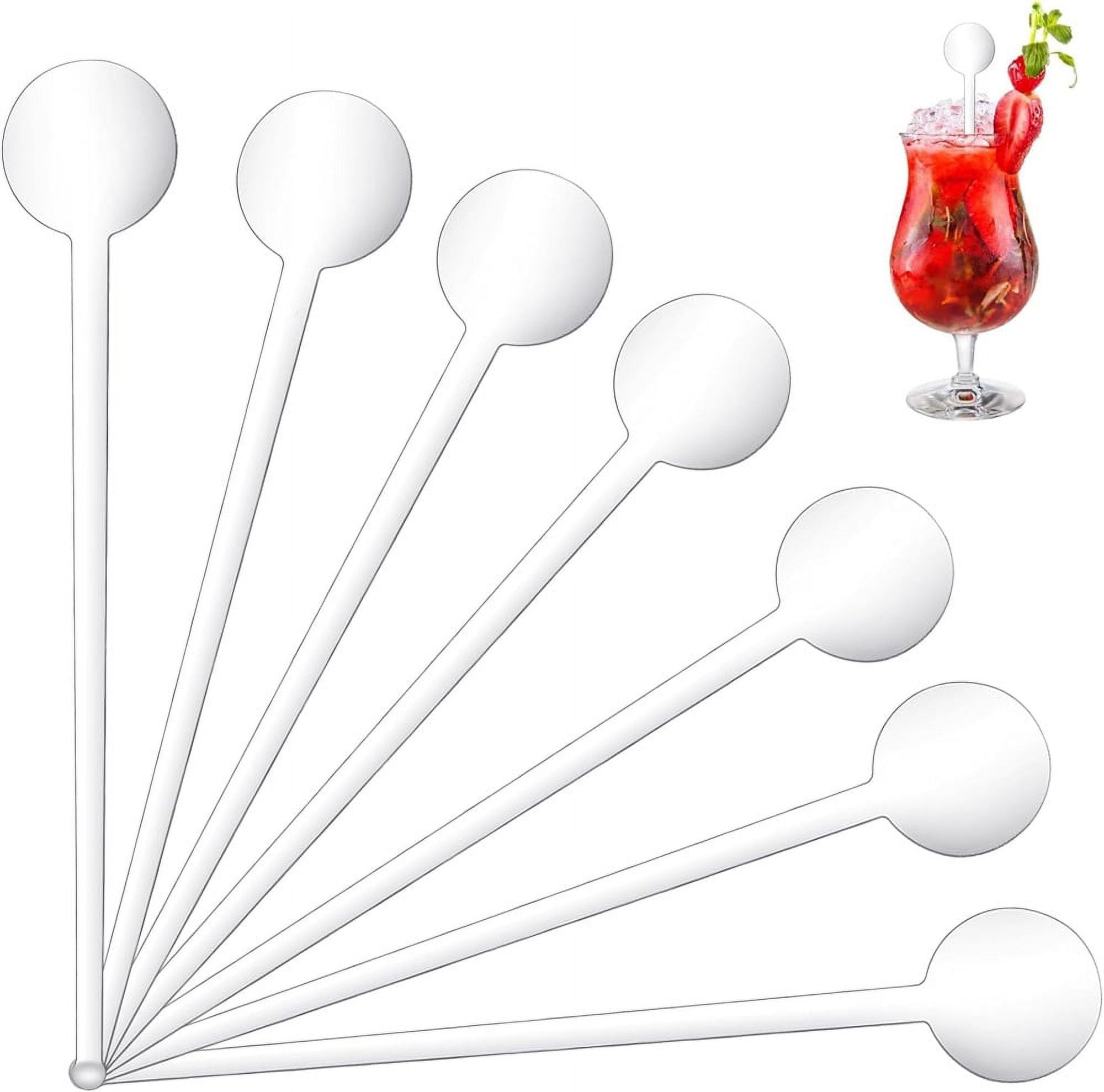Nogis 80 Pieces Drink Stirrers Cocktail Disposible Plastic Disc Top