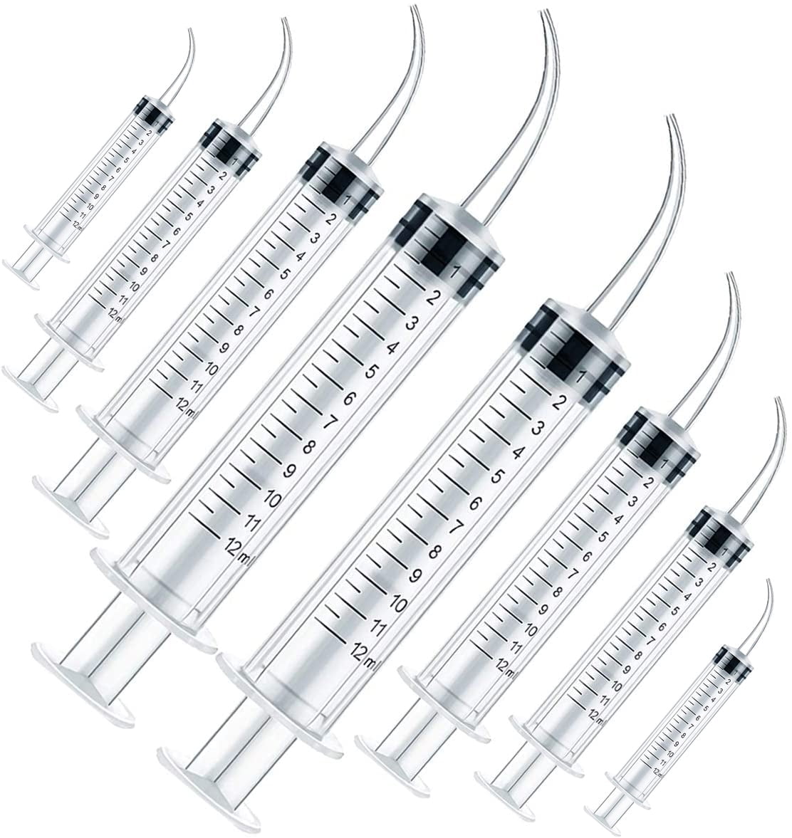NOGIS 8pcs 12cc Dental Syringe Dental Irrigation Syringe with Curved ...