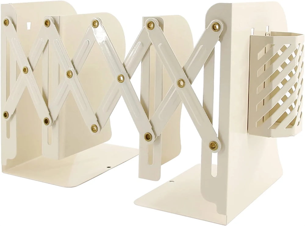 NOGIS Adjustable Bookends 3 Compartments Decorative Metal Book Holders ...