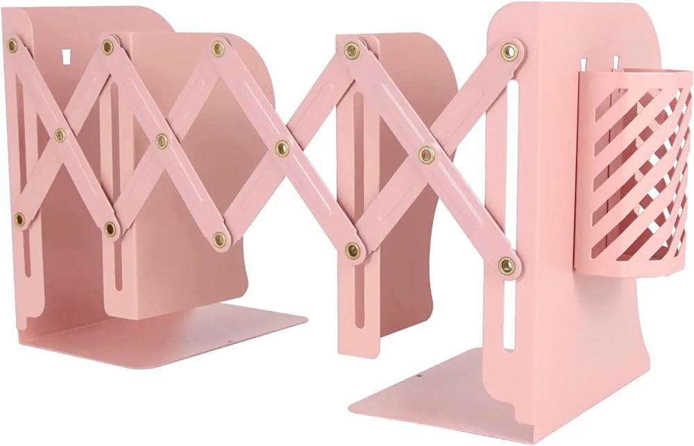 NOGIS Adjustable Bookends - Metal Book End Holder with Removable Pen ...