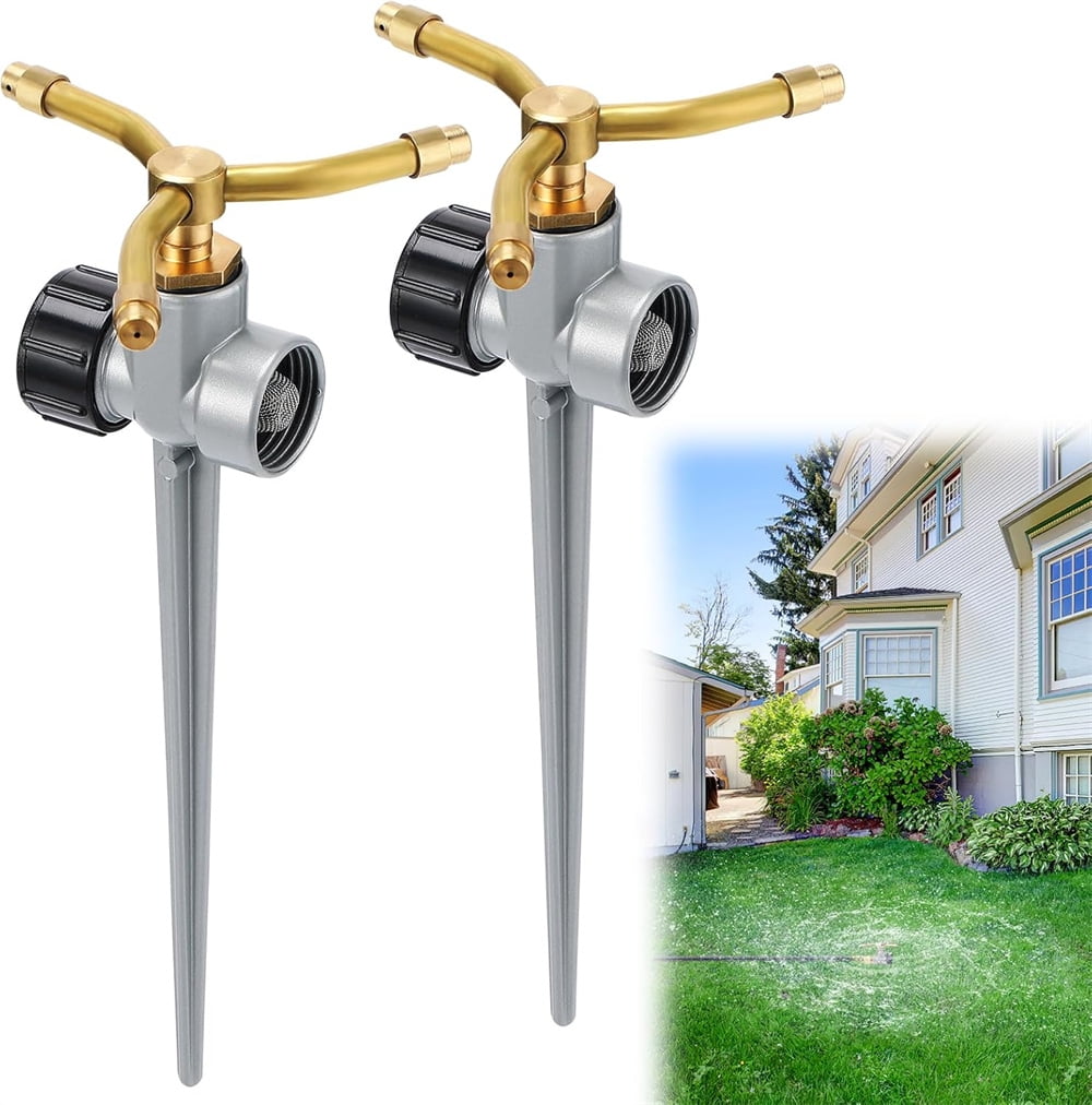 NOGIS Aluminum Alloy Lawn Sprinklers with 3 Arms Brass Nozzle, 360 ...